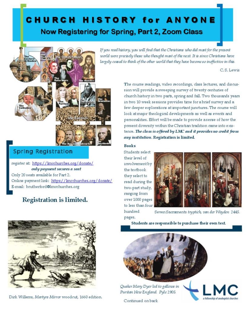 Church History for Anyone Spring Class Part 2 - LMC – a fellowship of ...